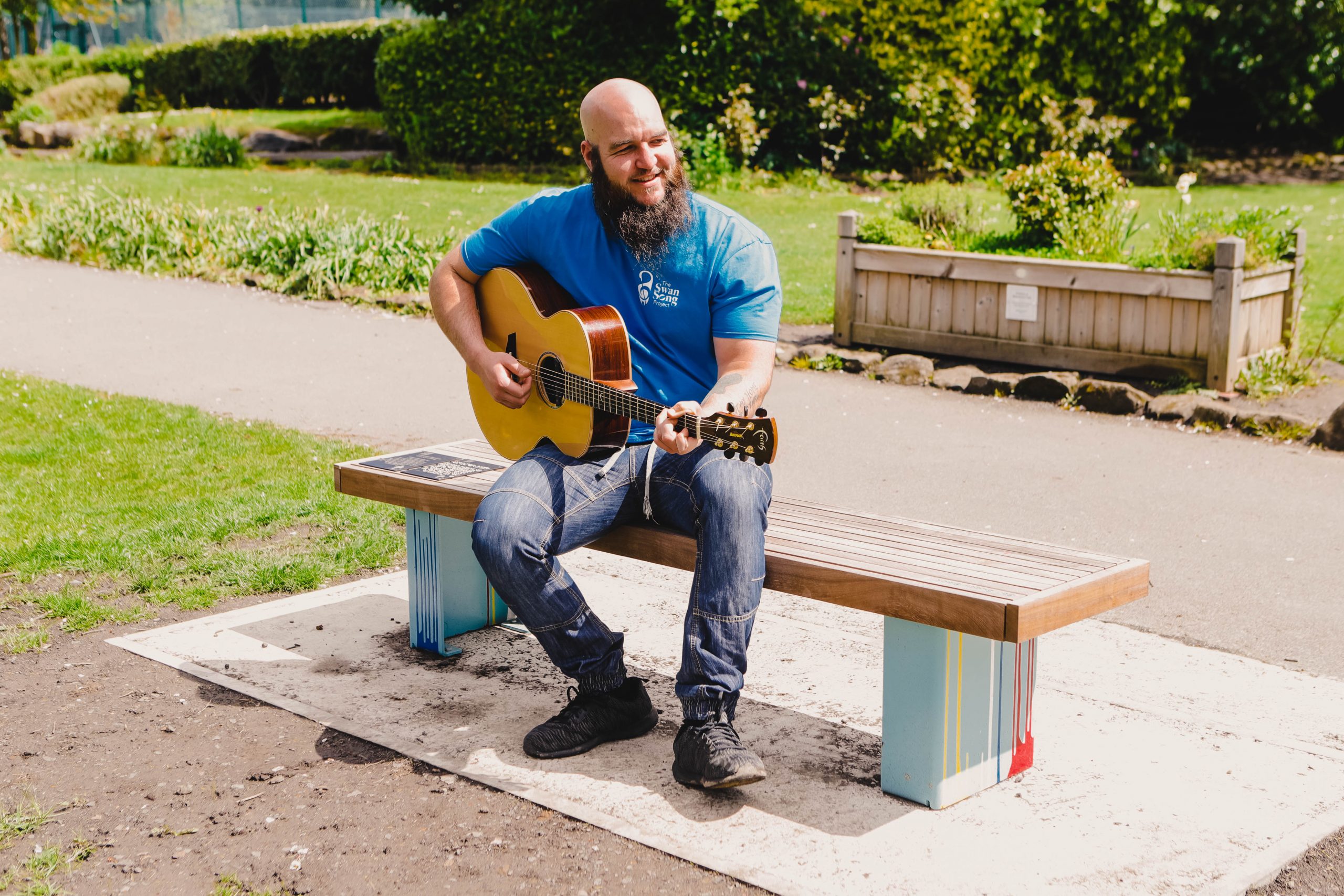 Swan Song bench unveiled in Meanwood Park - The Swan Song Project